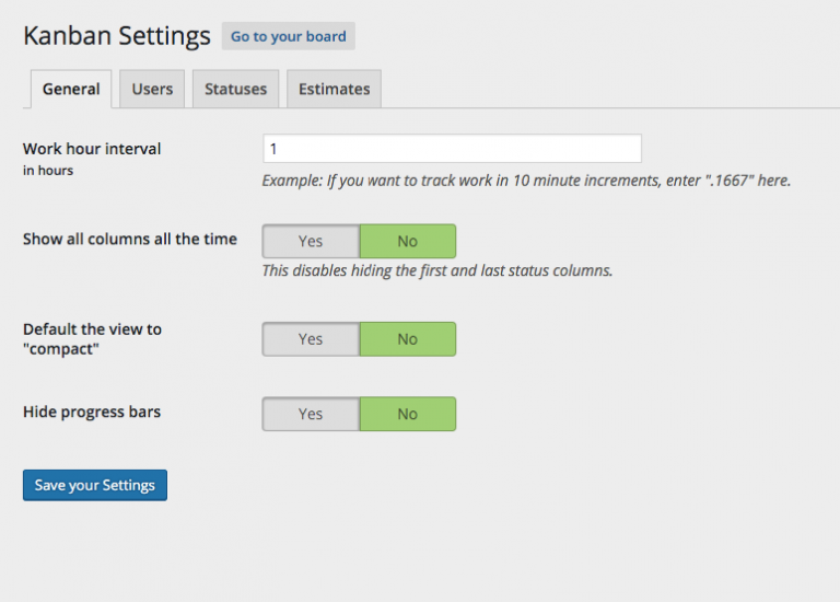 Kanban Settings – Kanban for WordPress